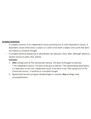 Complex Sentences - 100+ Examples, Format, Pdf | Examples