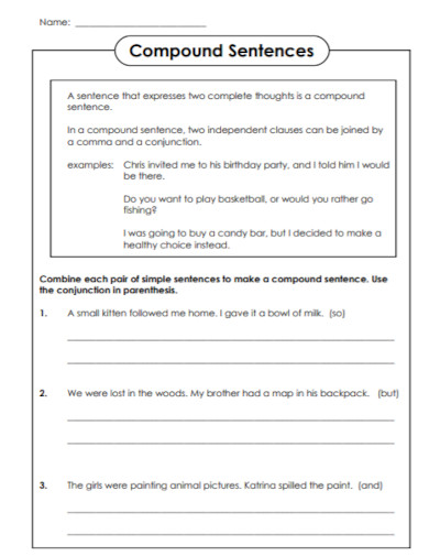 Compound Sentences - 100+ Examples, Format, Pdf