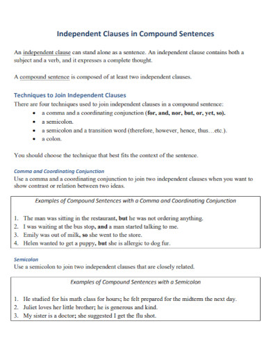 Compound Sentences - 100+ Examples, Format, Pdf