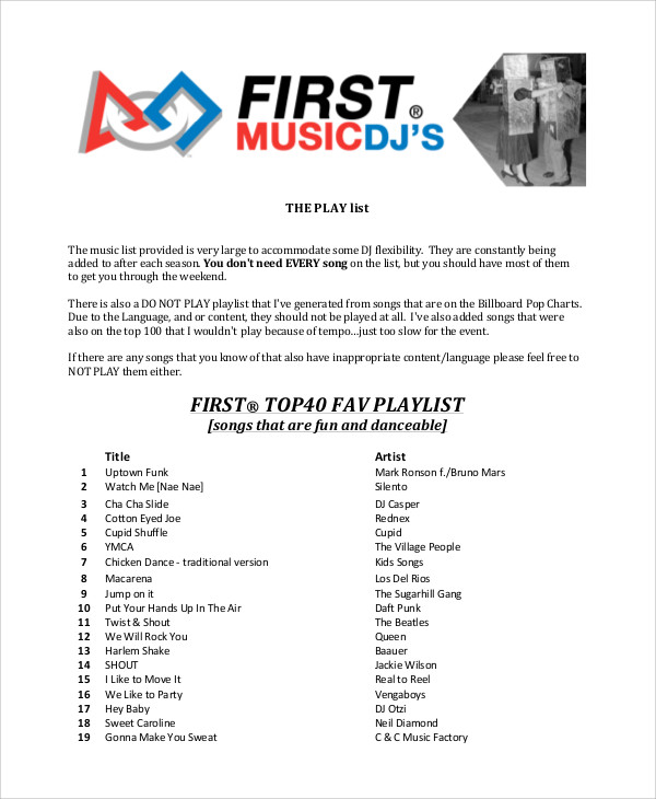 Music Playlist Checklist - Examples, Format, How to Create, Pdf