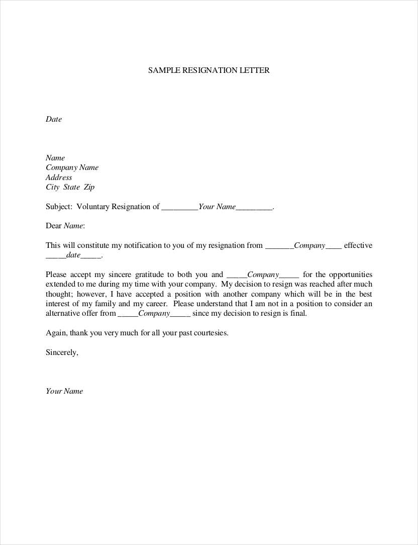 Official Resignation Letter 9 Examples Format Sample Examples