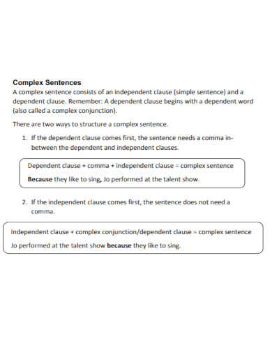 Complex Sentences - 100+ Examples, Format, Pdf | Examples