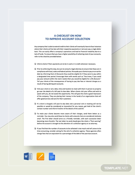 Collections Checklist - Examples, Format, Pdf | Examples