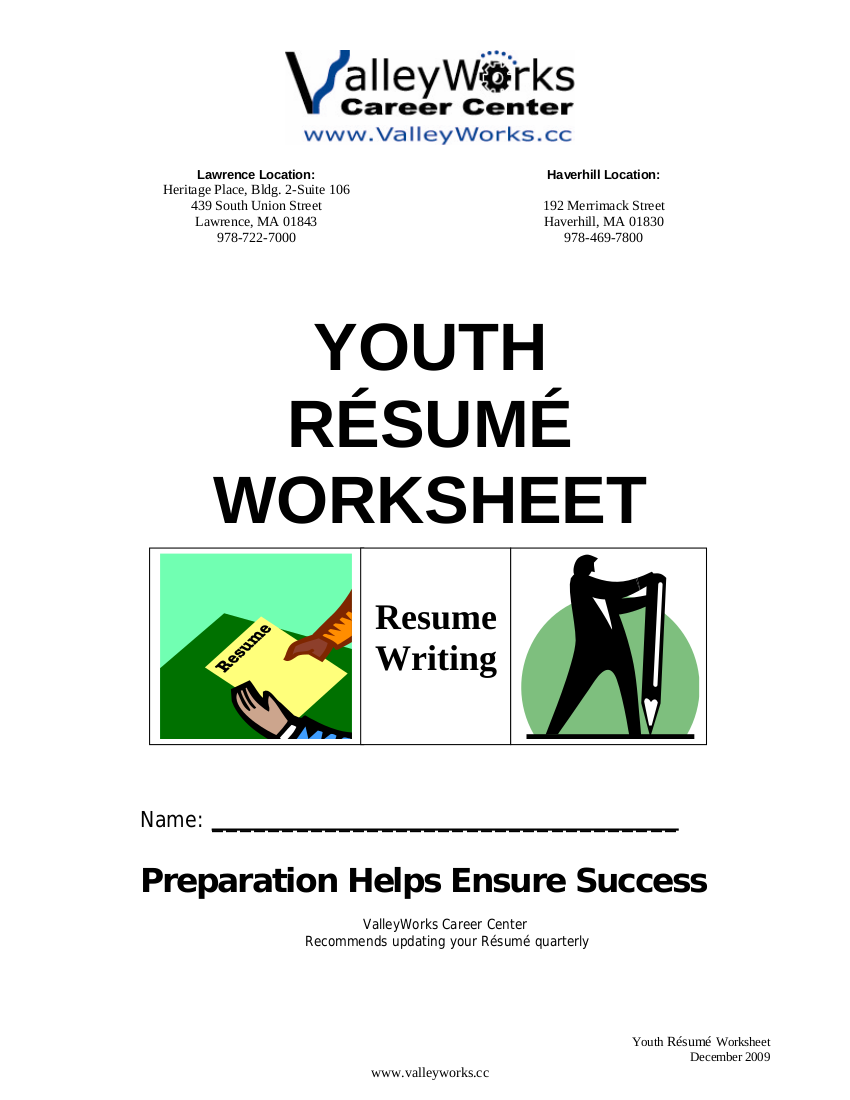 Resume Worksheet - 10+ Examples, Format, Pdf