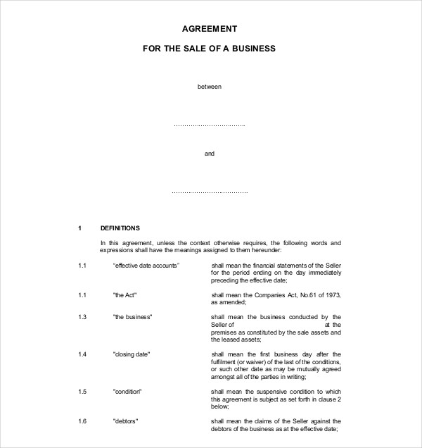 Business Sale Agreement 7 Examples Format Pdf Examples