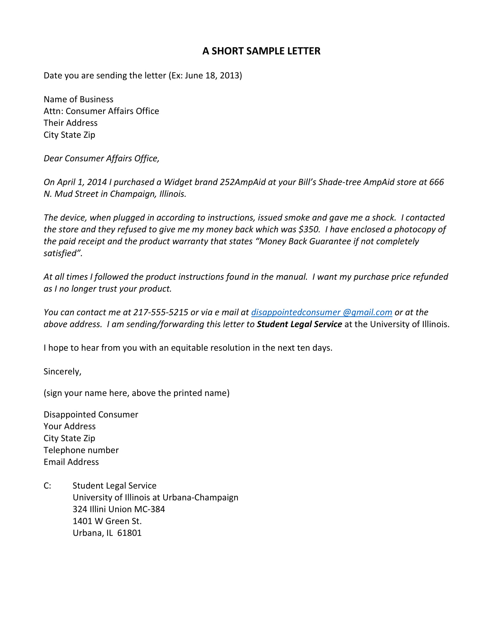 Ali 44 Complaint Sample Letter For Expired Product