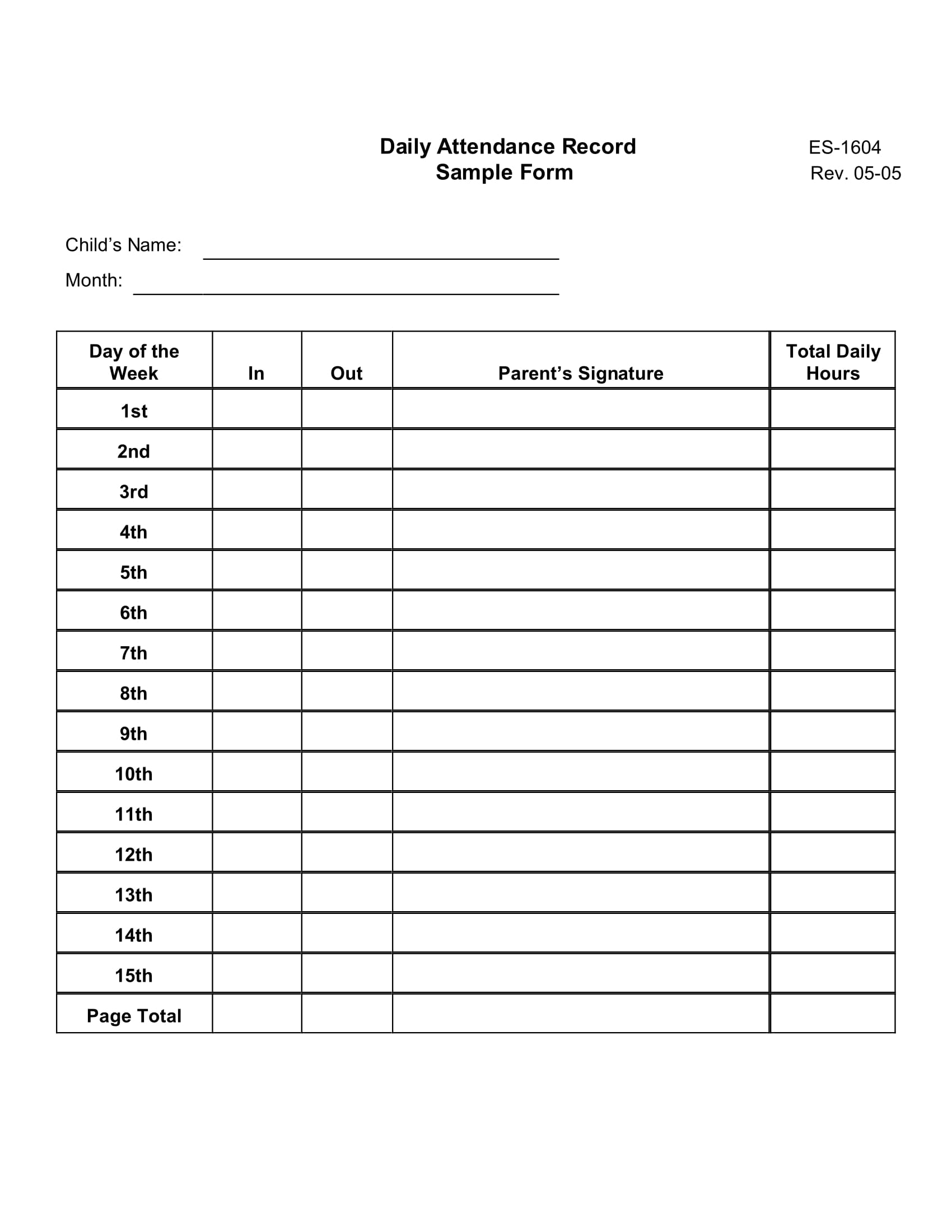 Printable Attendance Sheet Examples 14 PDF Word Examples