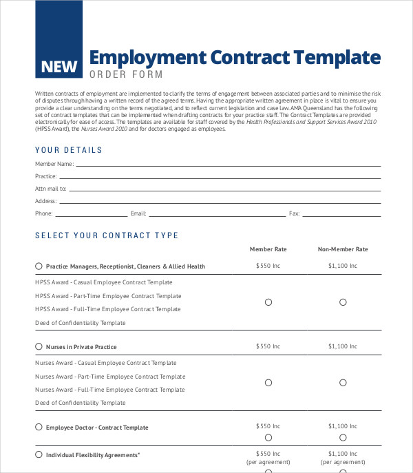 Employee Contract Examples 16 MS Word Pages Google Docs PDF 