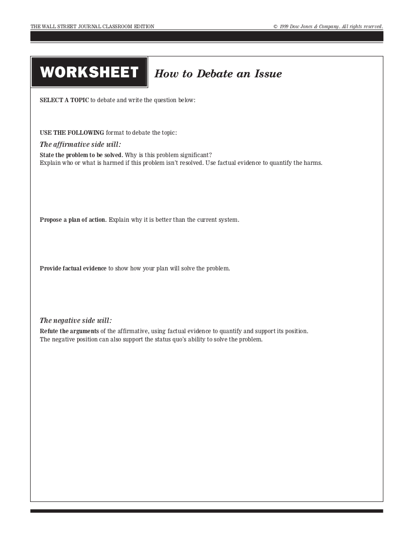 Debate Worksheet - 7+ Examples, Format, Pdf | Examples