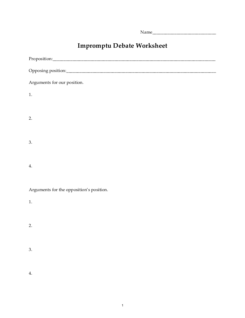 Debate Worksheet - 7+ Examples, Format, Pdf | Examples