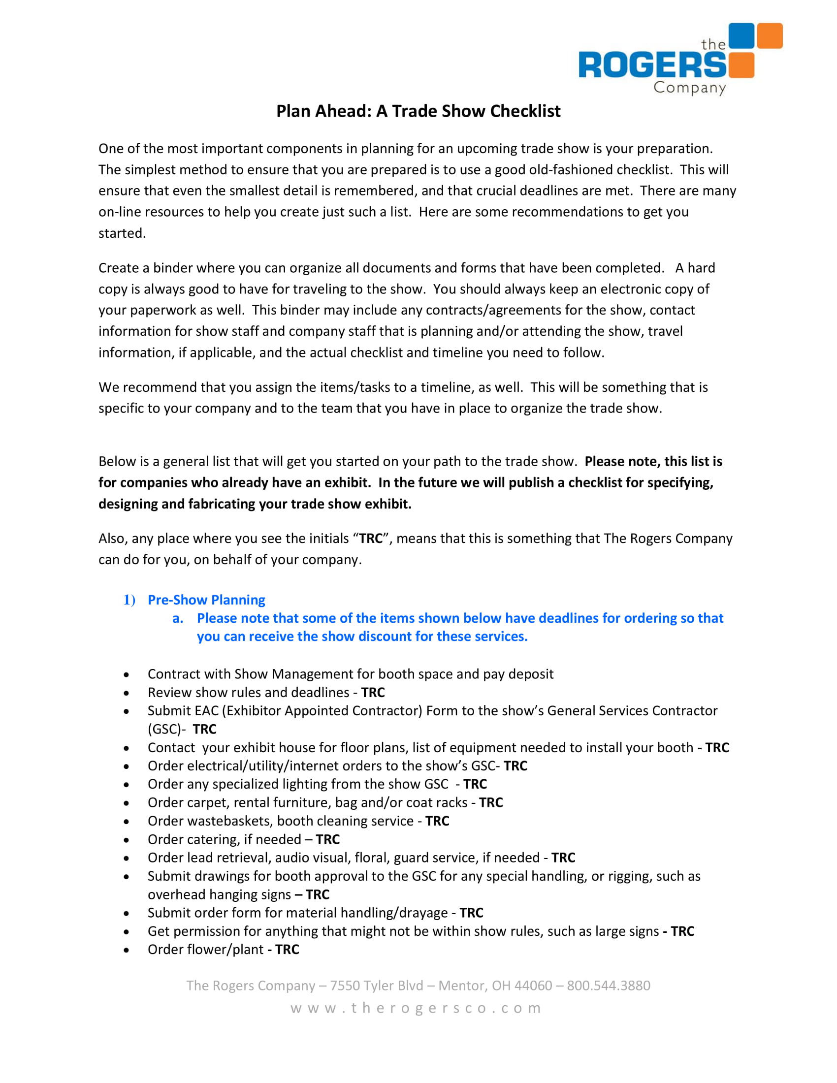 Trade Show Checklist Examples - 11+ in PDF | MS Word | Google Docs ...