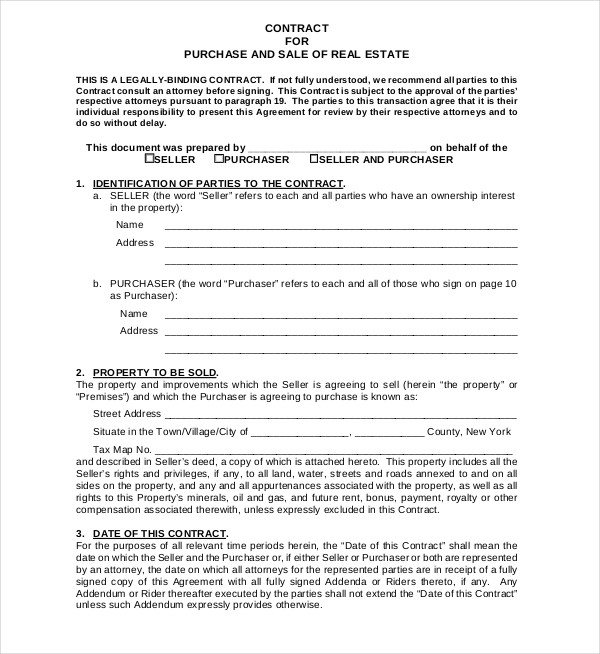 Free 13 Sample Real Estate Sales Contract Templates In
