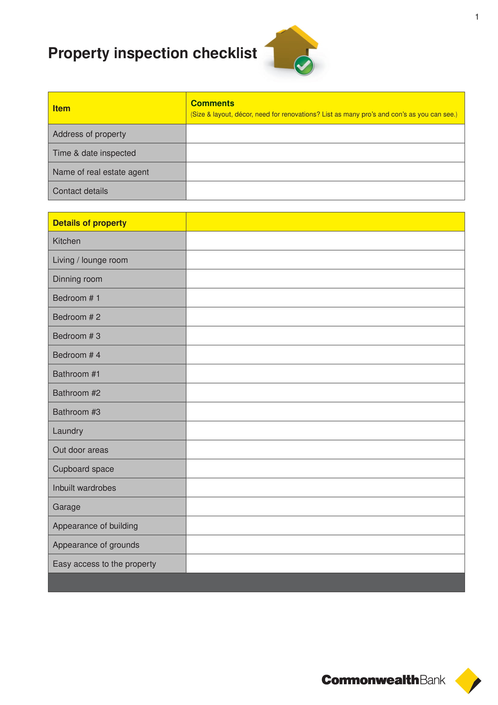 Property Rental Property Inspection Checklist Pdf