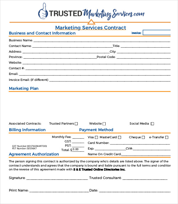 Marketing Contract - 13+ Examples, Format, Pdf | Examples