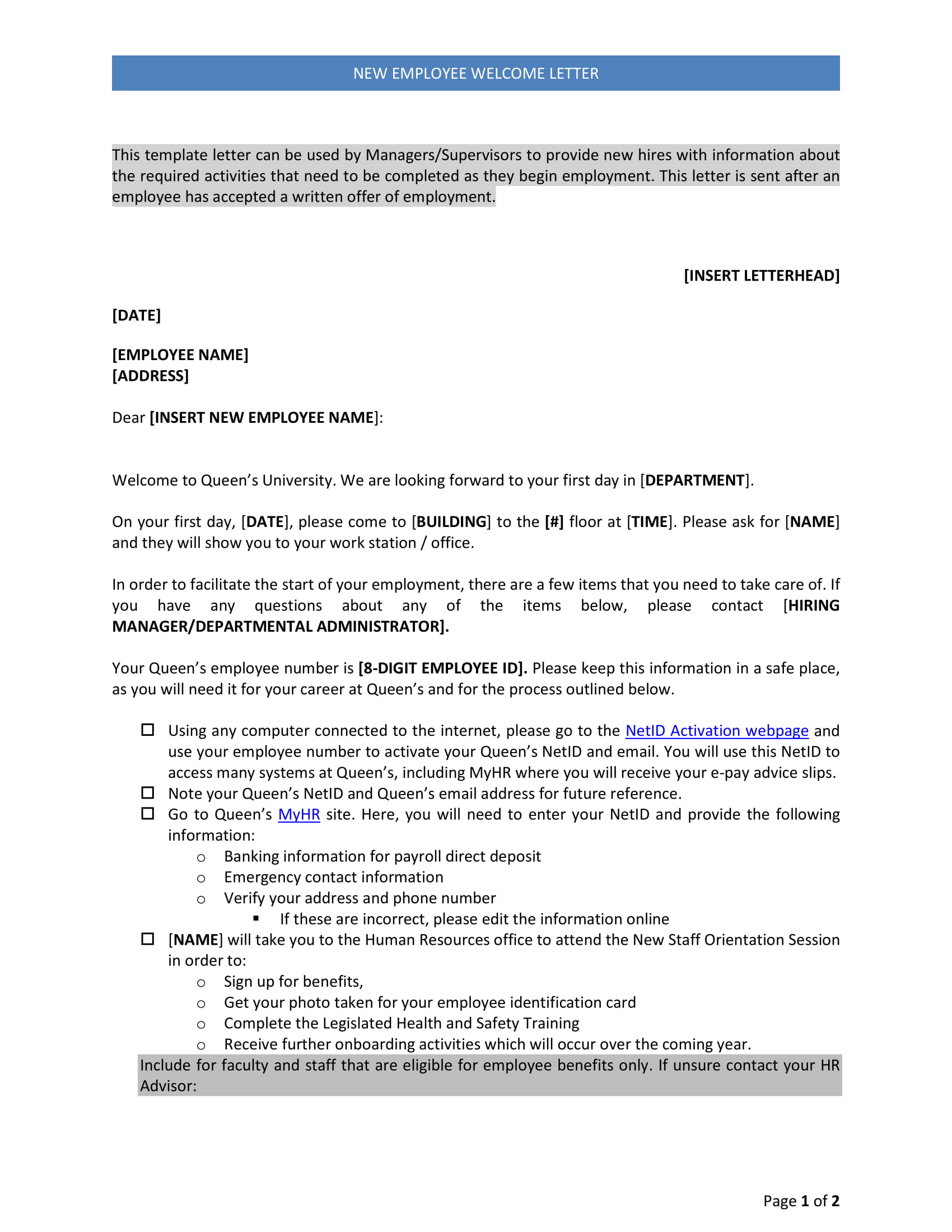 New Hire Welcome Letter - 13+ Examples, Format, Sample | Examples