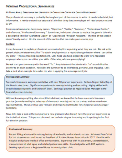 How To Write A Professional Summary Examples