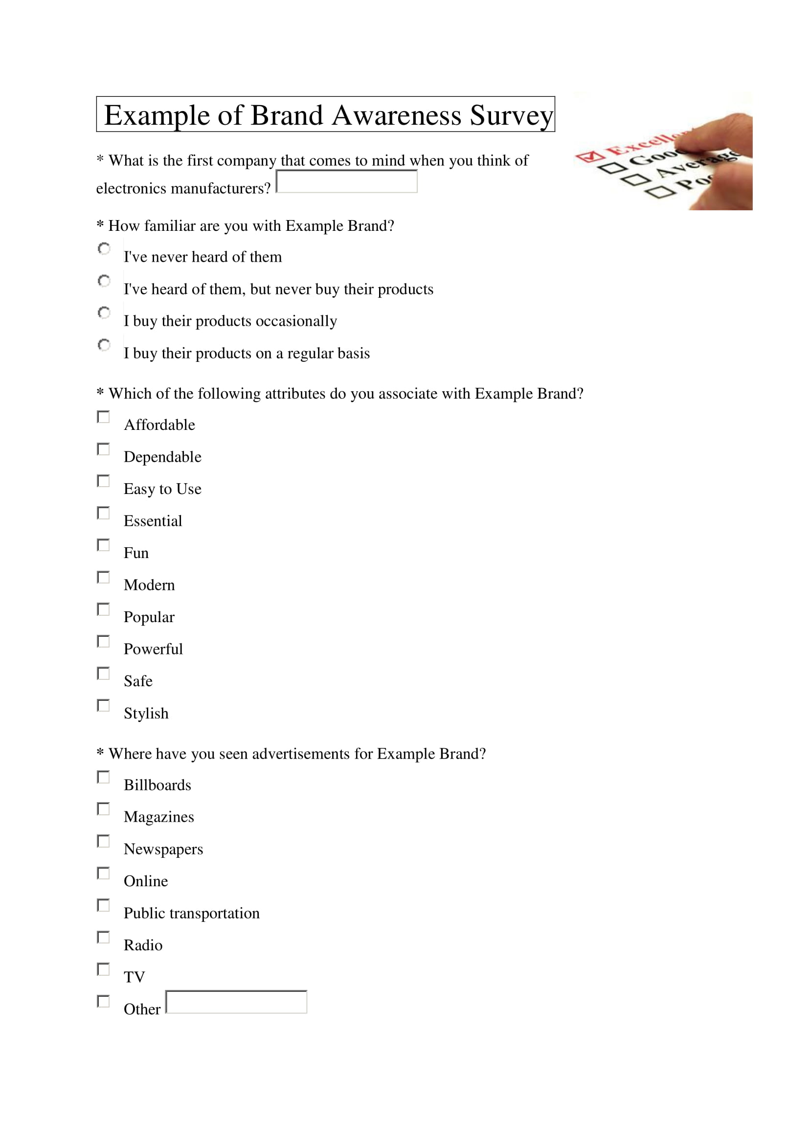 Brand Awareness Survey Questions Examples Brand Awareness Survey Brand Awareness Survey Questions Examples Brand Awareness Survey