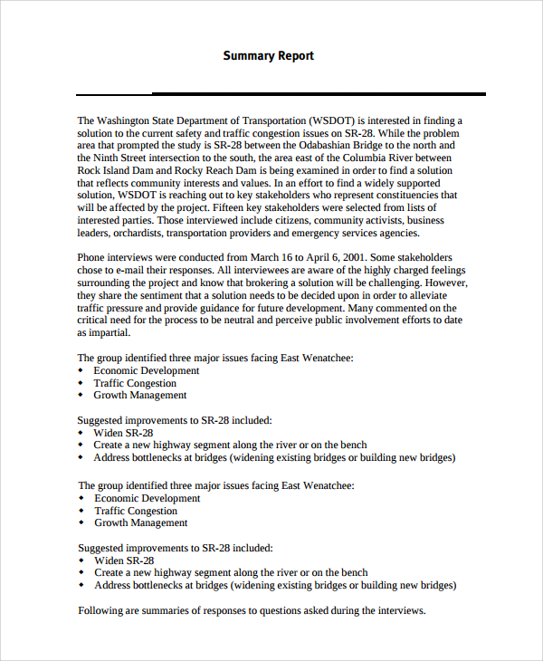 Interview Summary Examples Format Pdf Examples