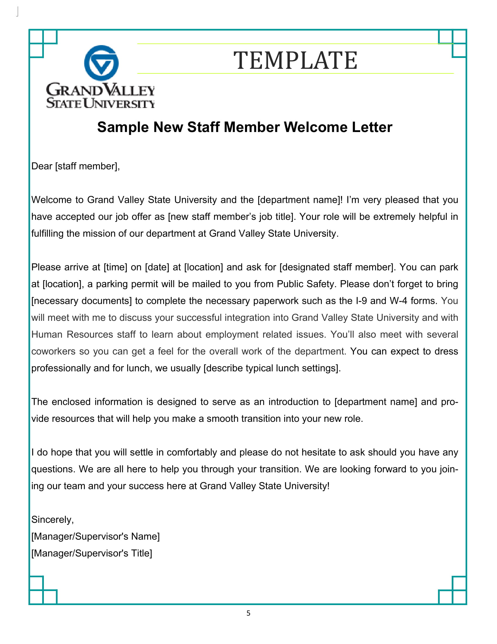 Welcome Letter To New Employee Template Download Printable Pdf