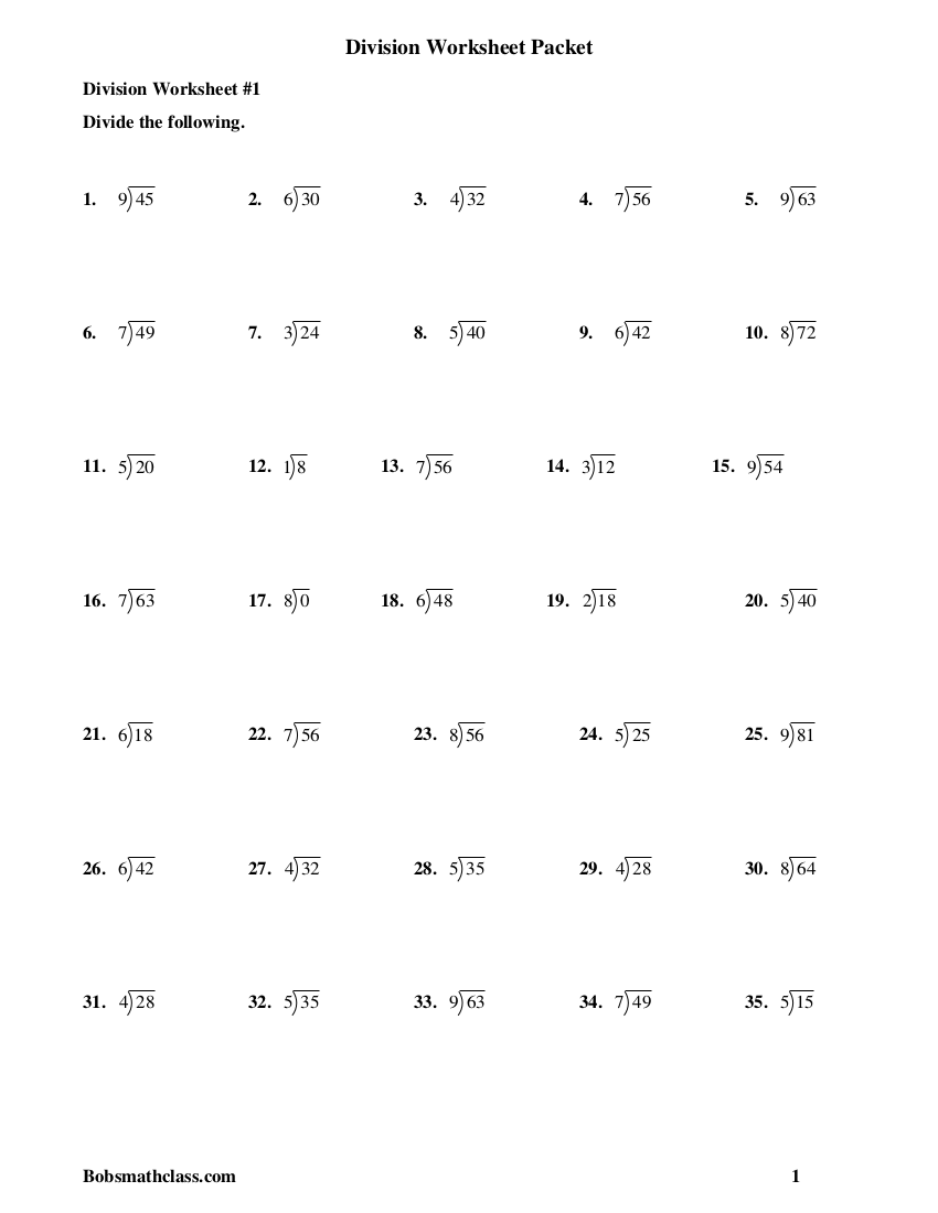Division Worksheet 7 Examples Format Pdf Examples
