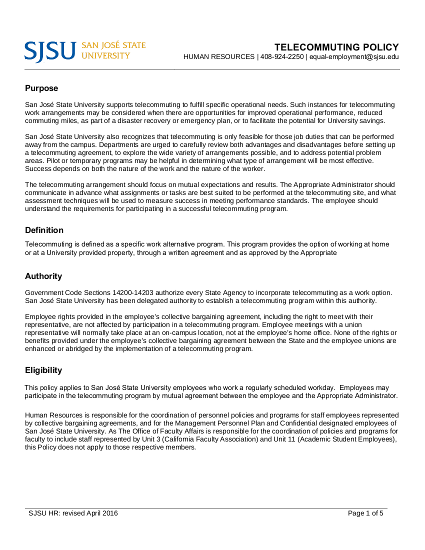 Telecommuting Policy - 9+ Examples, Format, Benefits, PDF