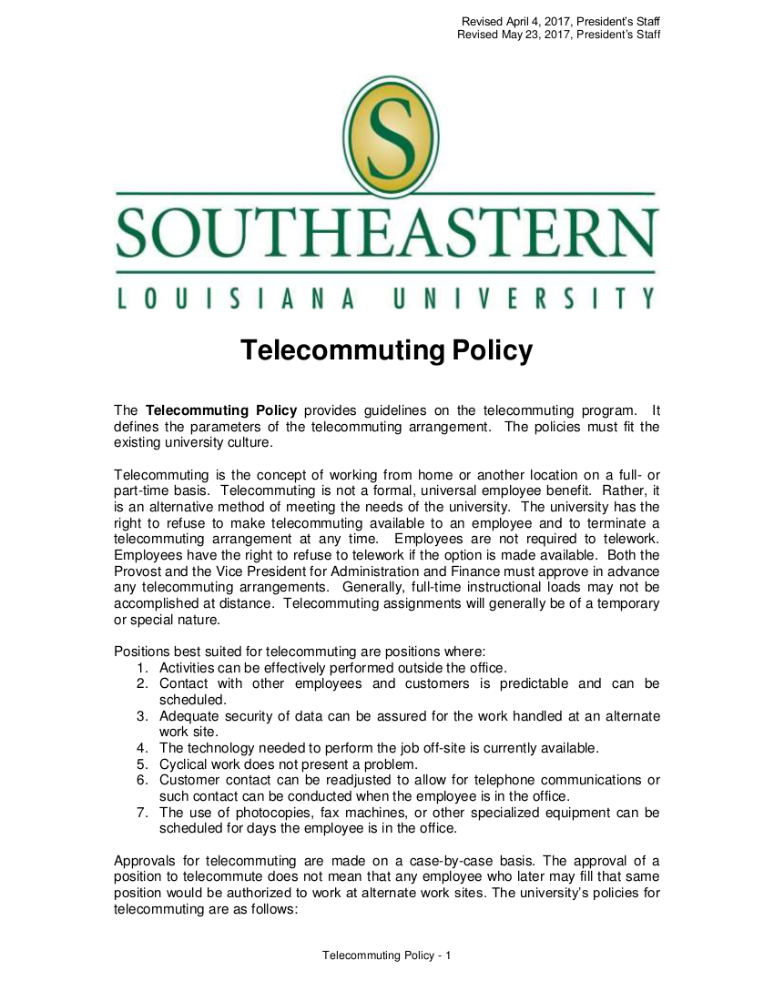Telecommuting Policy - 9+ Examples, Format, Benefits, PDF
