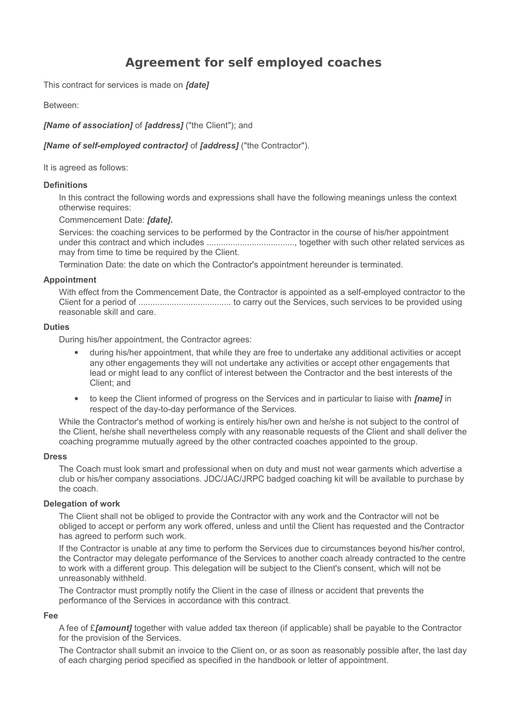 Sports Coach Contract - 13+ Examples, Format, Pdf | Examples