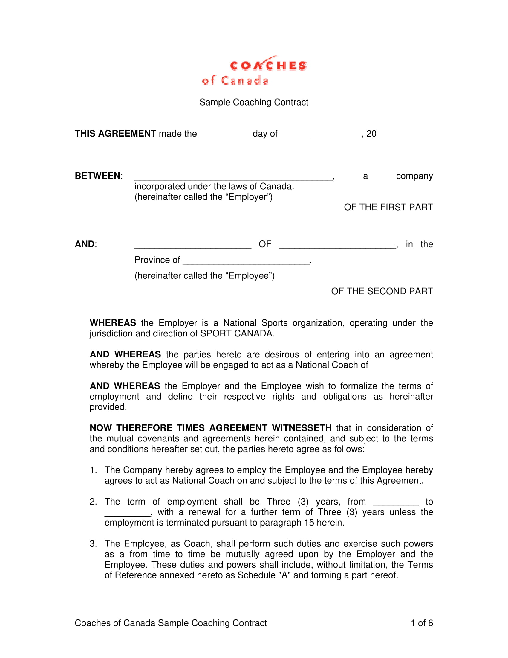Sports Coach Contract - 13+ Examples, Format, Pdf | Examples