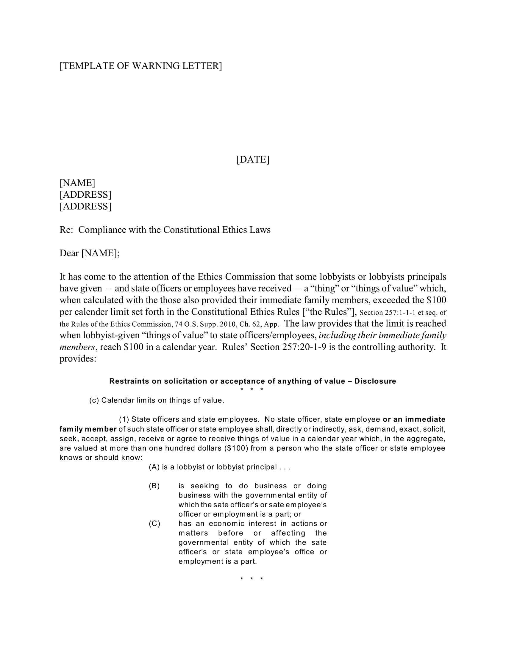 Written Warning Template Printable Templates