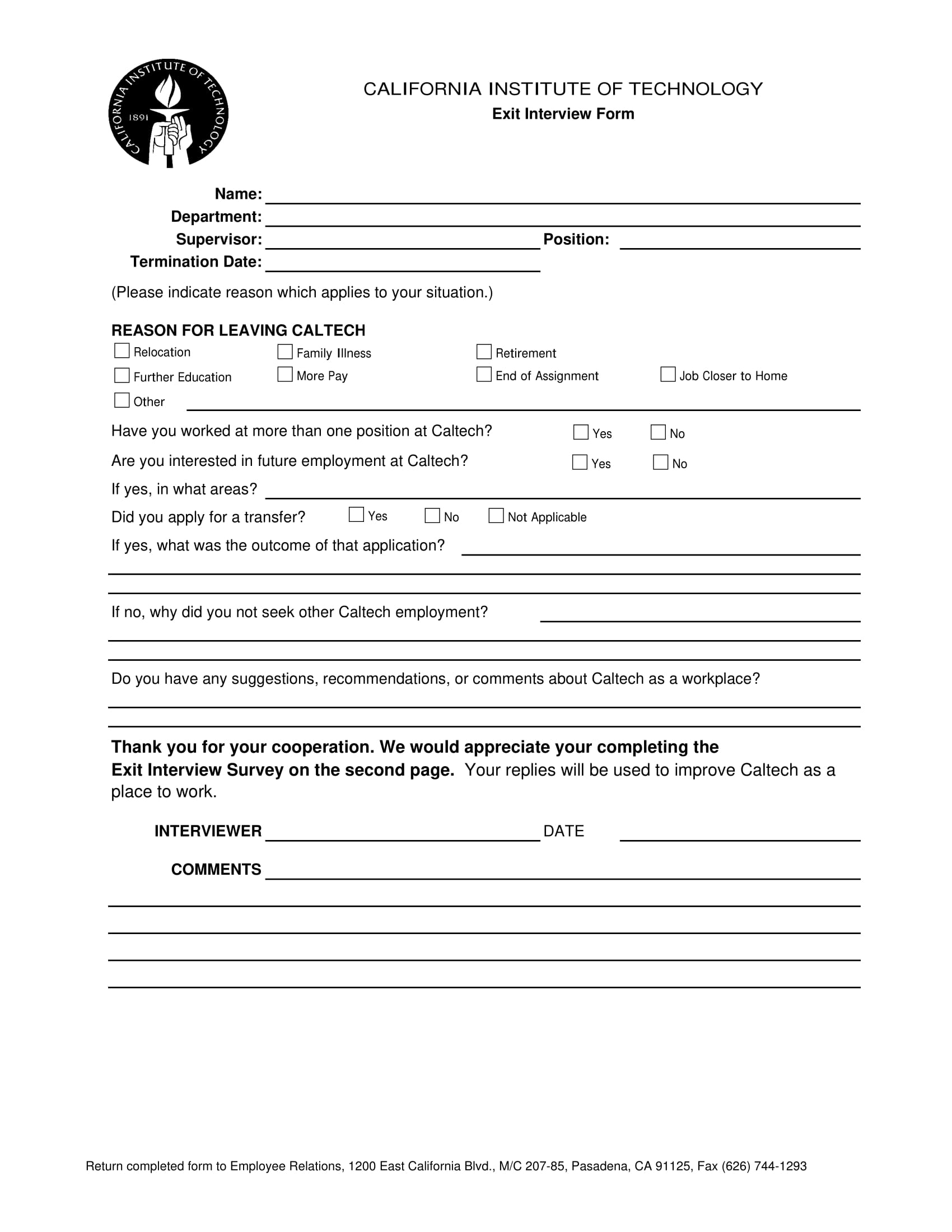 Exit Interview Form 11 Examples Format Pdf Examples