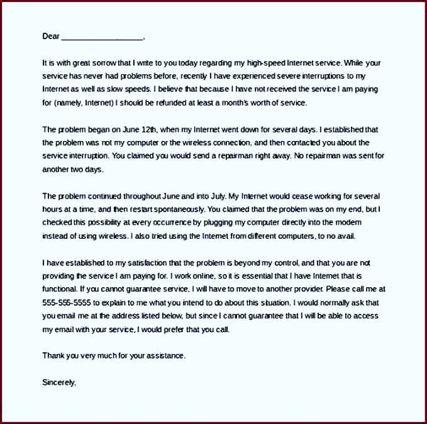 Complaint Letter to Service Provider Examples - 2+ in PDF | Examples