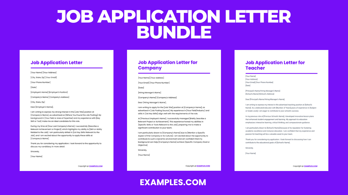 Job Application Letter Examples - 45+ in Word | Examples
