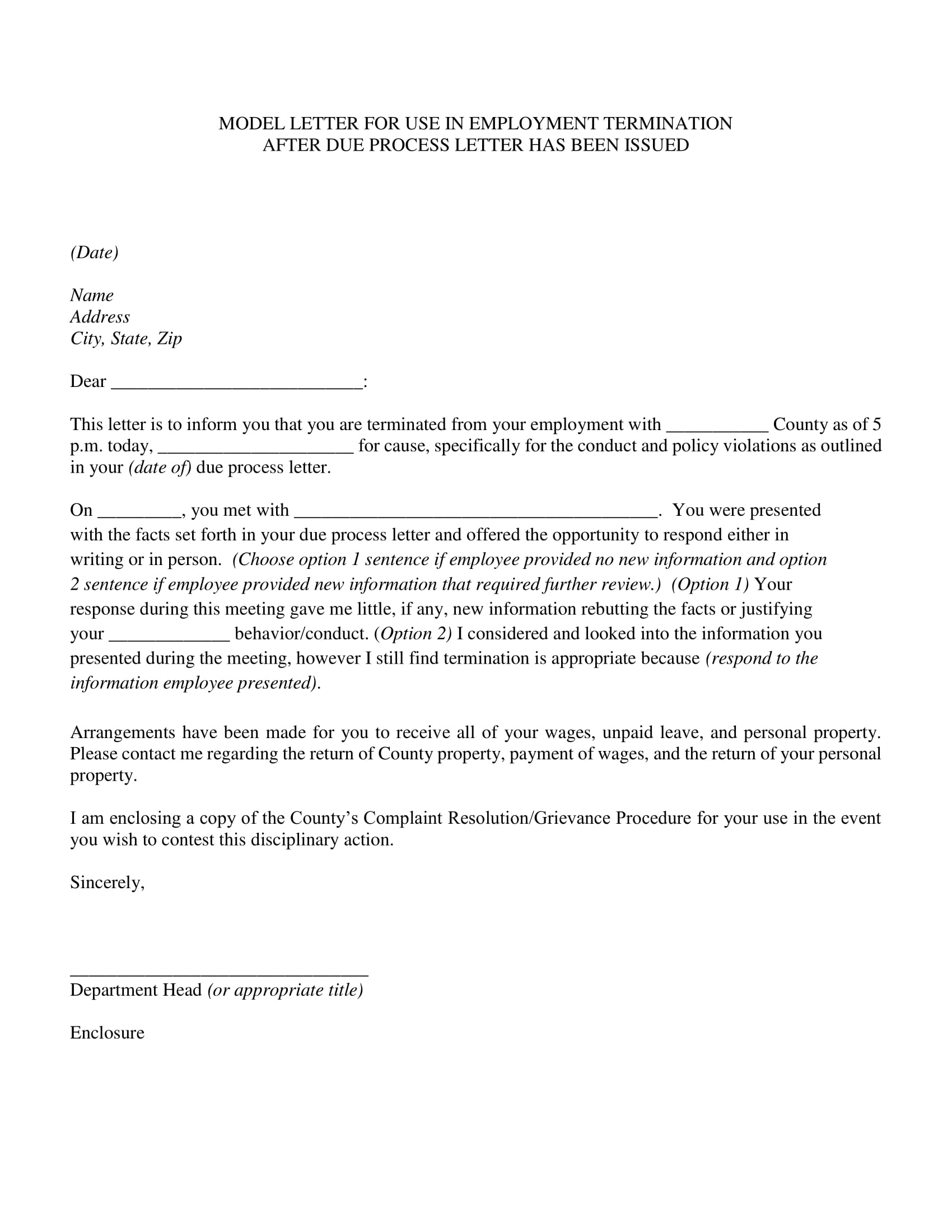 Employee Termination Letter Template 9 Examples Format Sample 