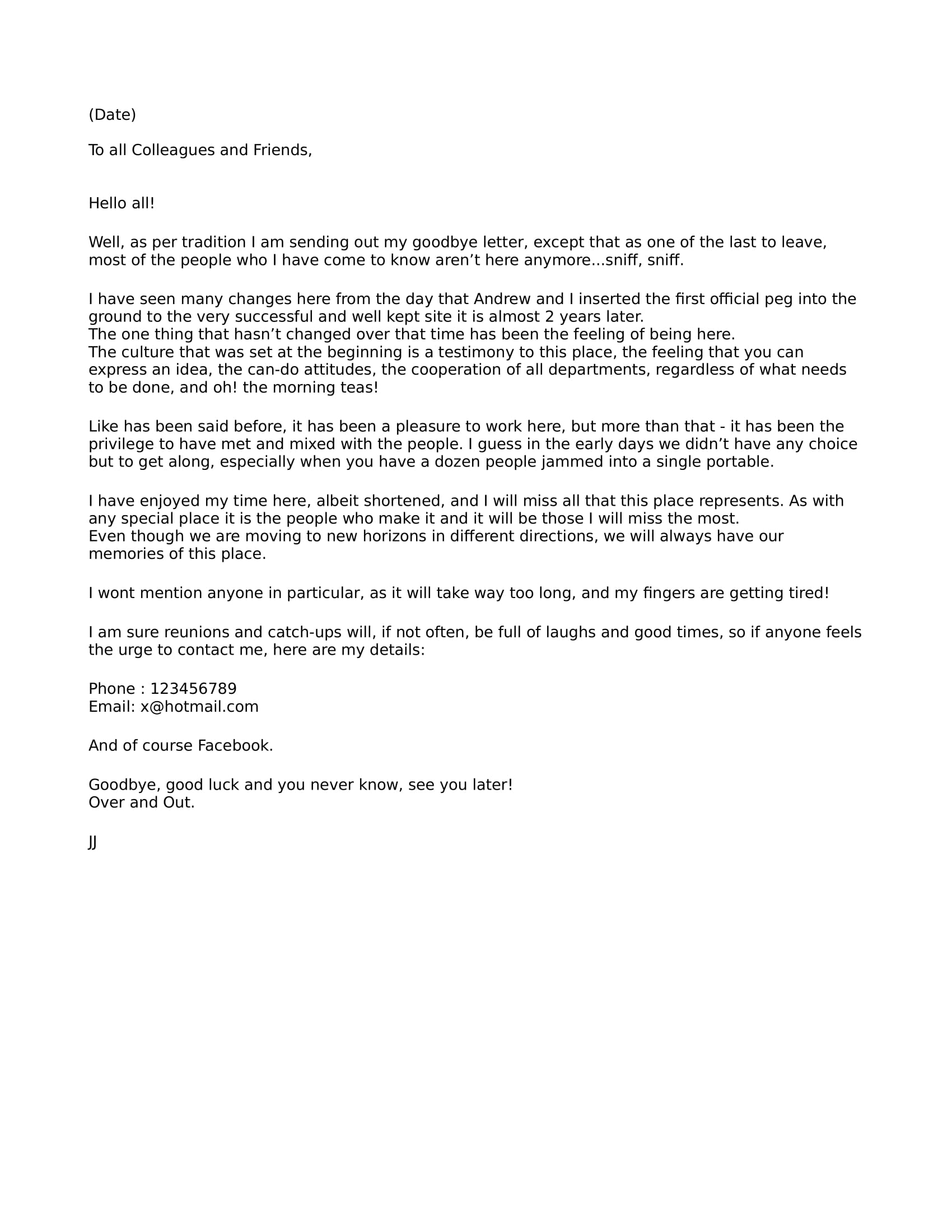 Writing A Touching Farewell Letter To Colleagues With Examples 6 In 