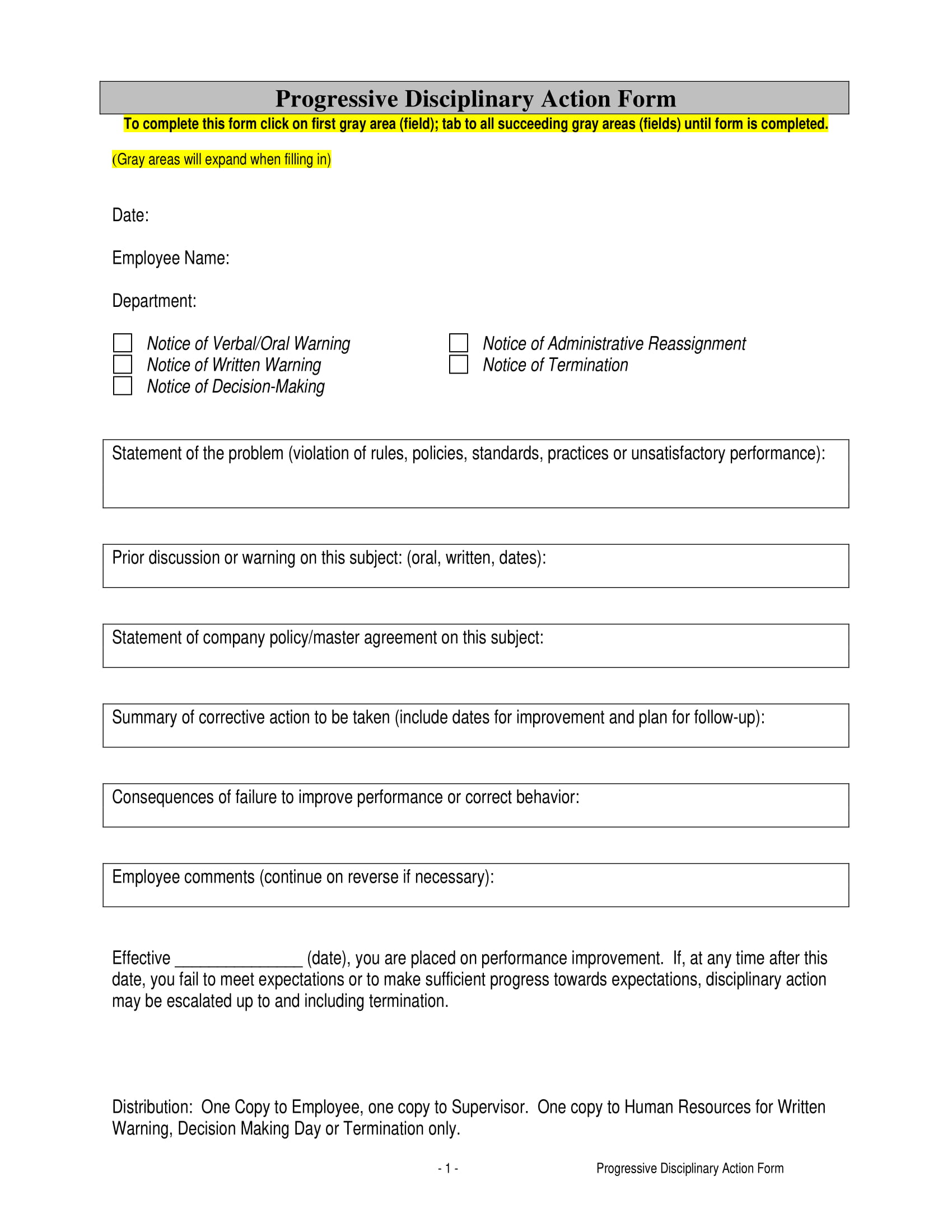 Disciplinary Action Form 10 Examples Format Pdf Examples