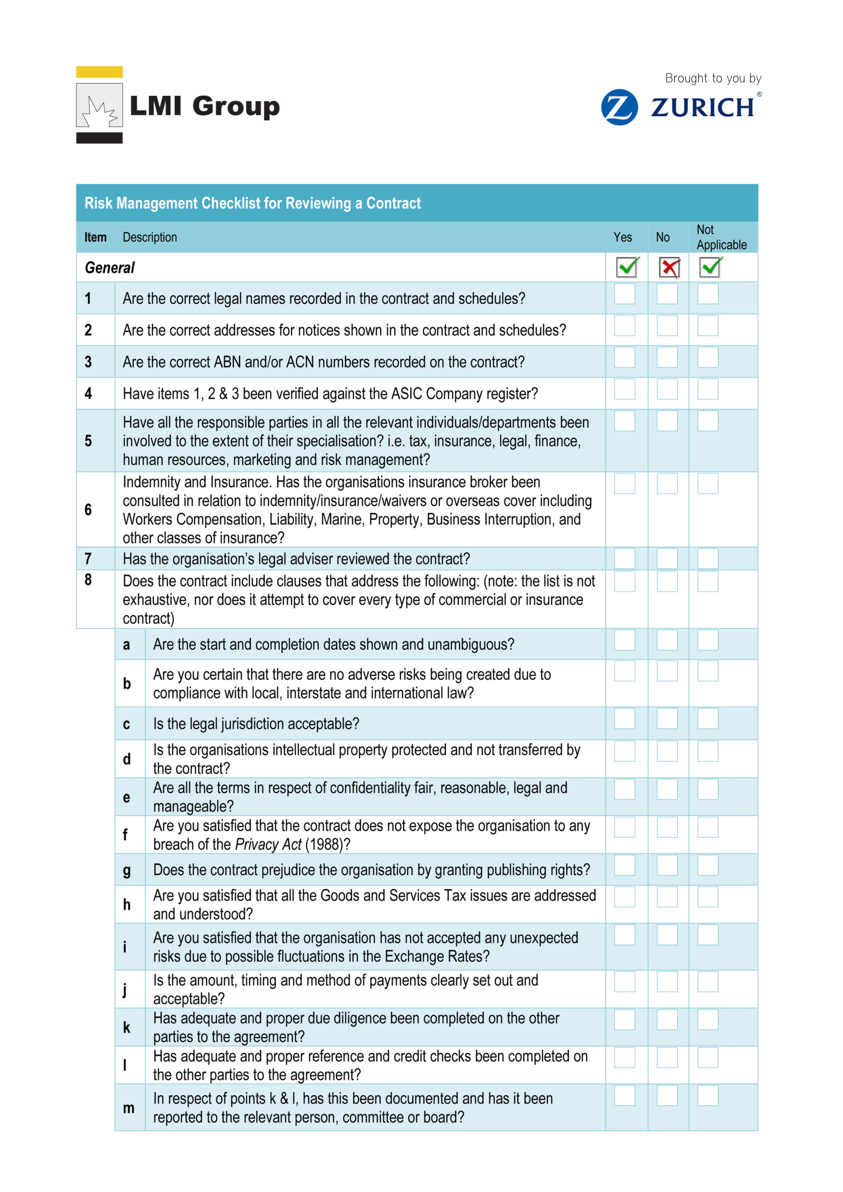 Risk Management Checklist - 10+ Examples, Format, Pdf | Examples