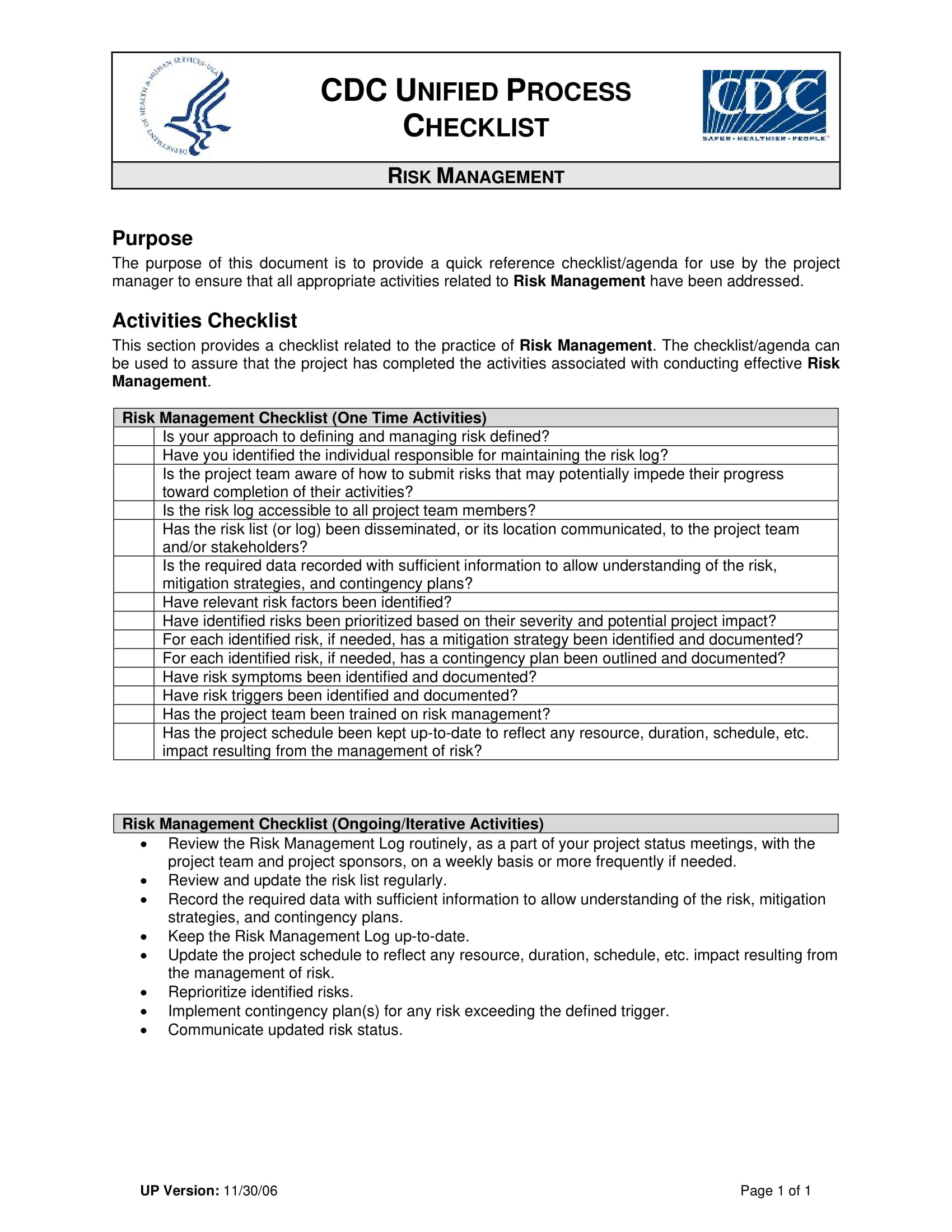 Risk Management Checklist - 10+ Examples, Format, Pdf | Examples