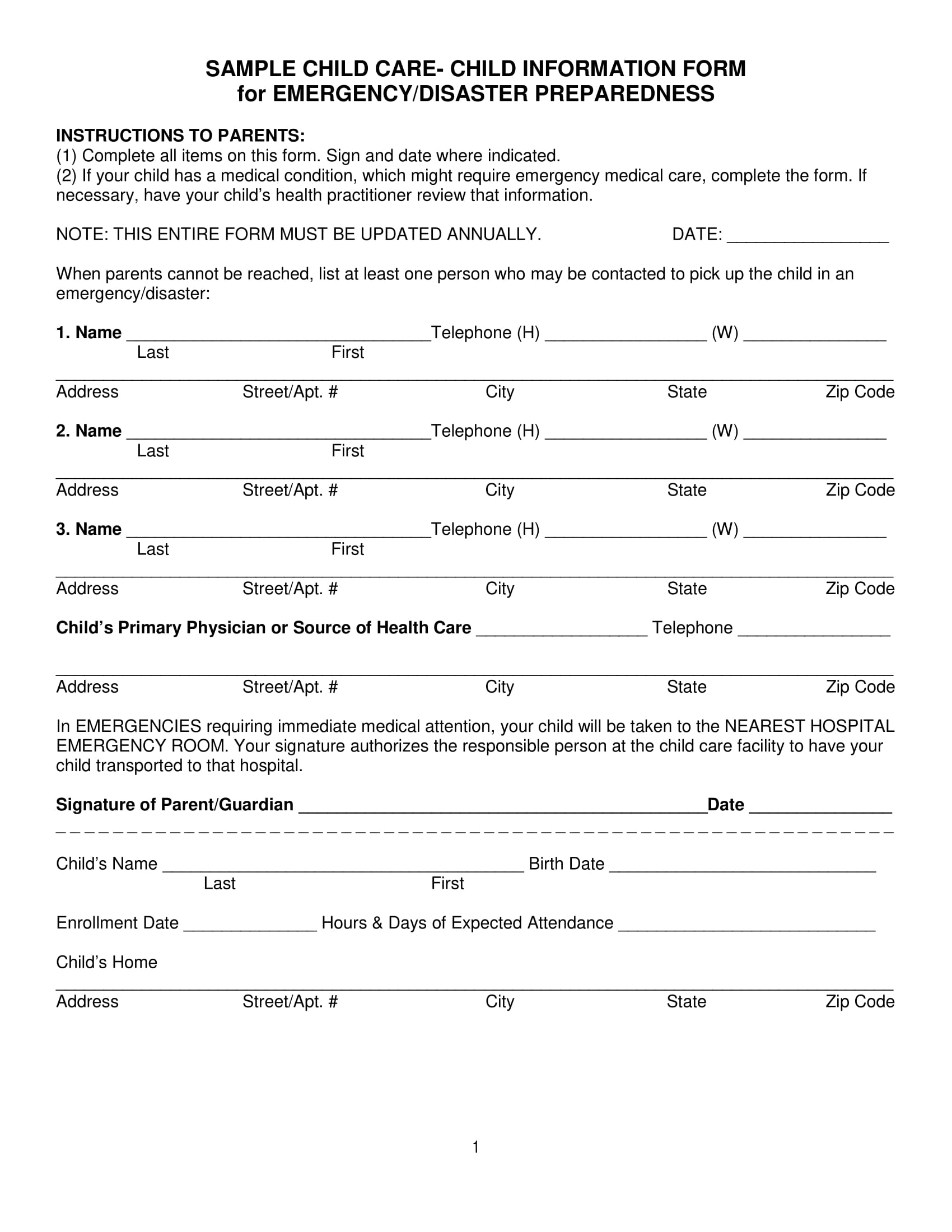 Emergency Information Form - 10+ Examples, Format, Pdf | Examples