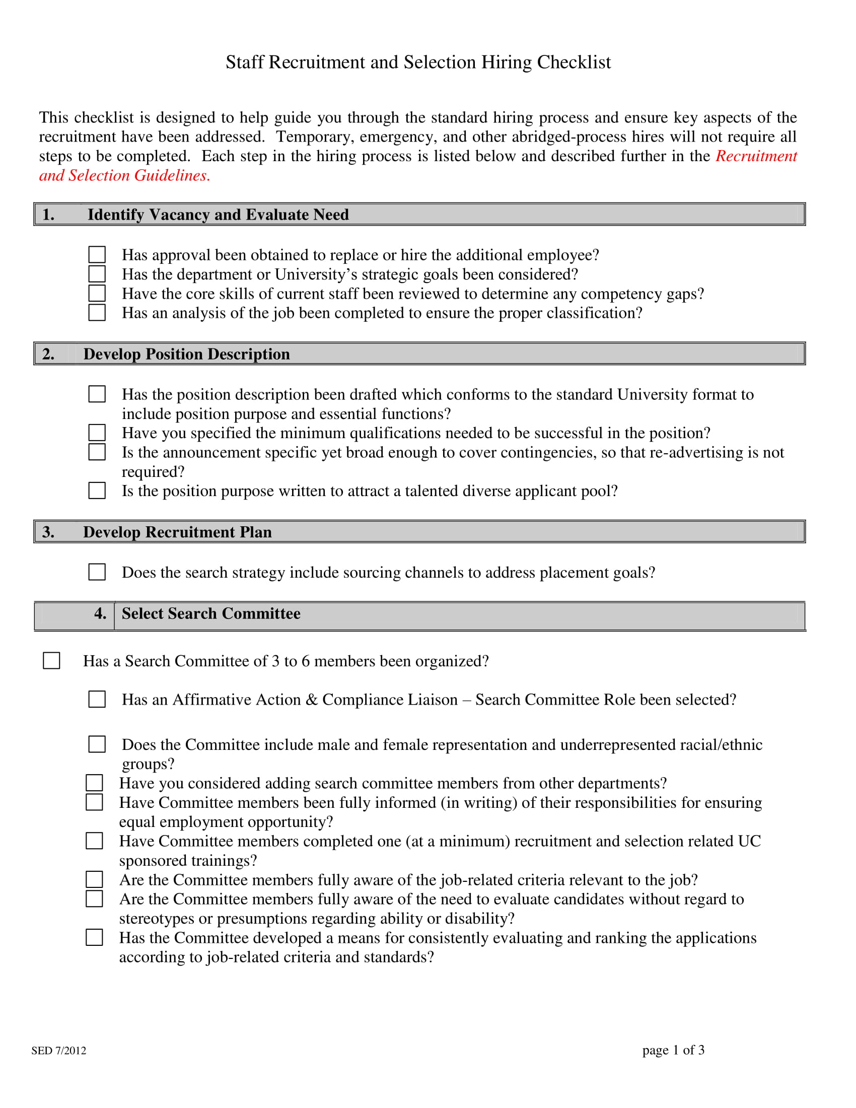 Recruitment Checklist - 10+ Examples, Format, Pdf | Examples