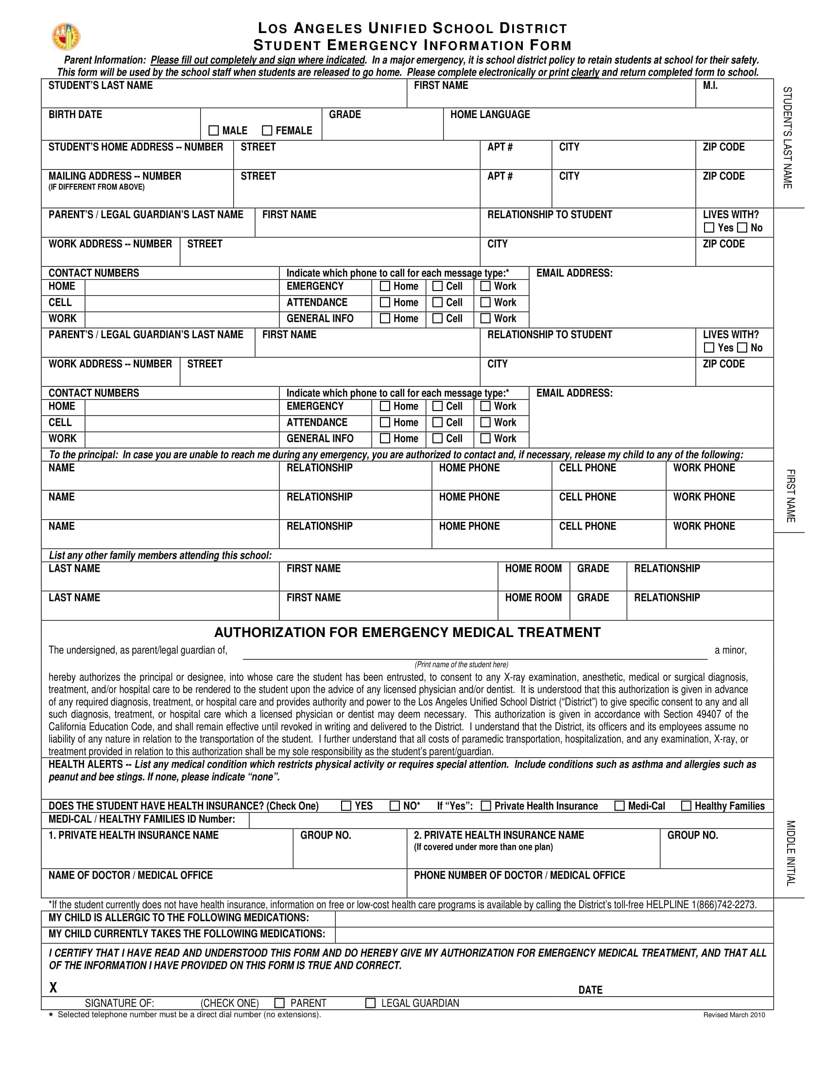 Emergency Information Form - 10+ Examples, Format, Pdf | Examples