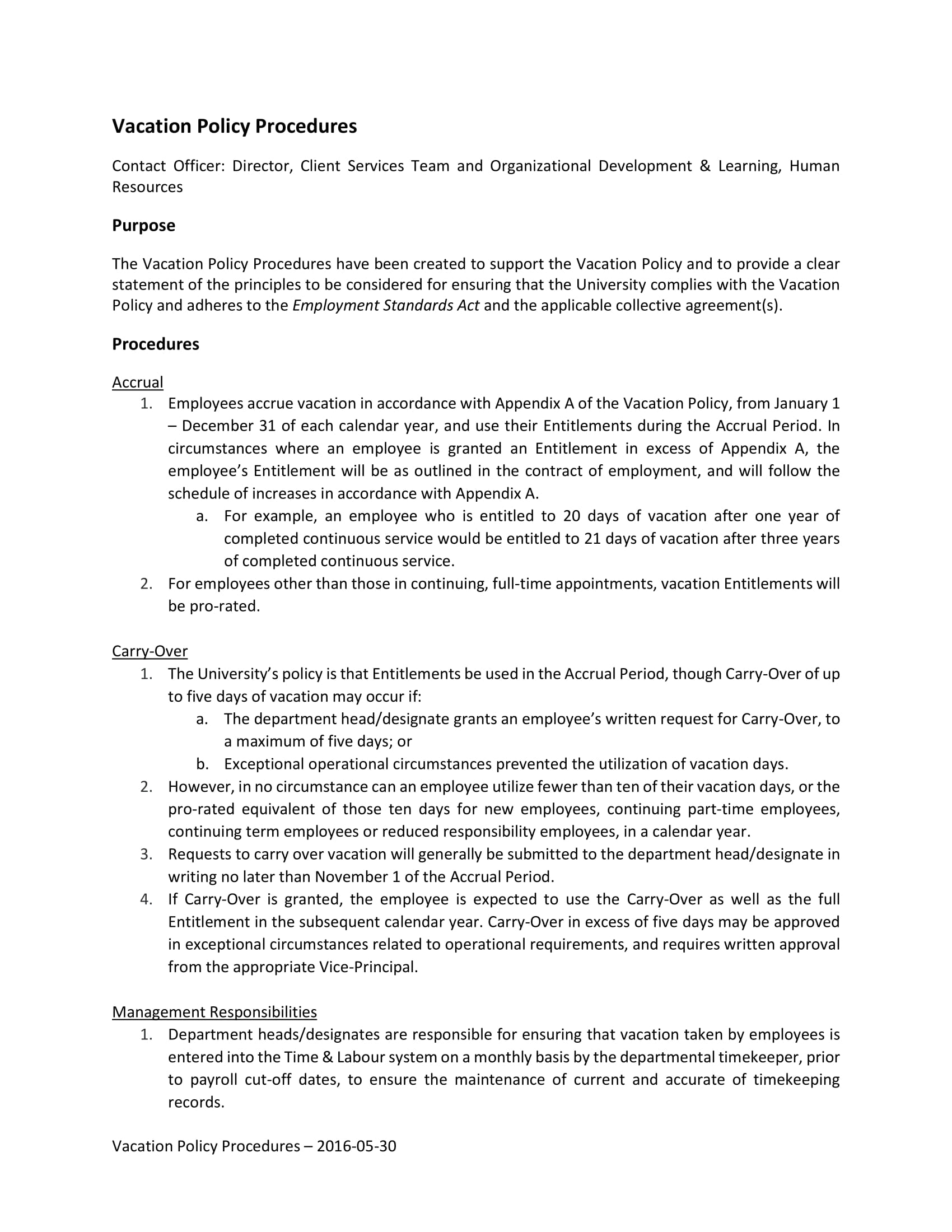 11 Vacation Policy Examples PDF Word Examples