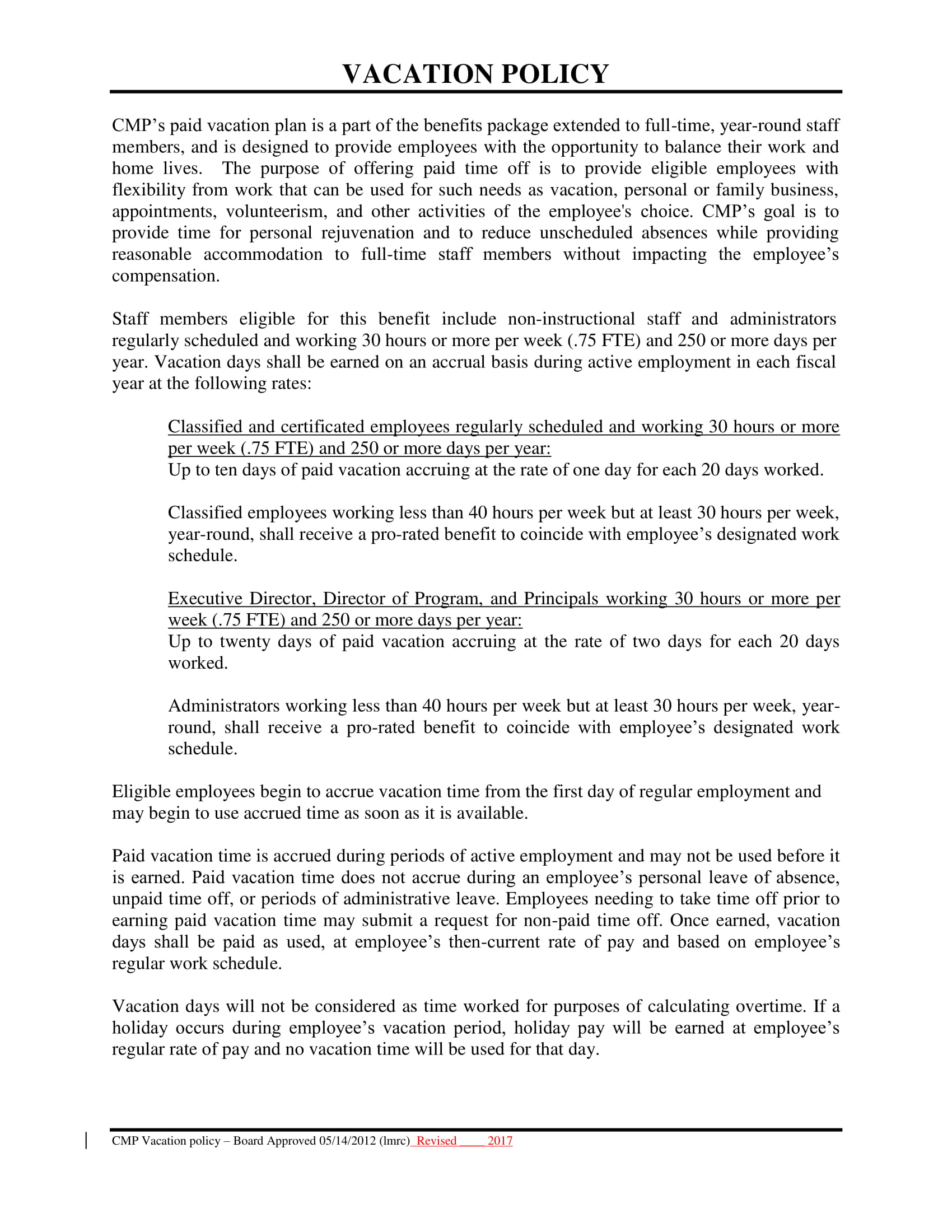 Vacation Policy - 11+ Examples, Format, Pdf | Examples