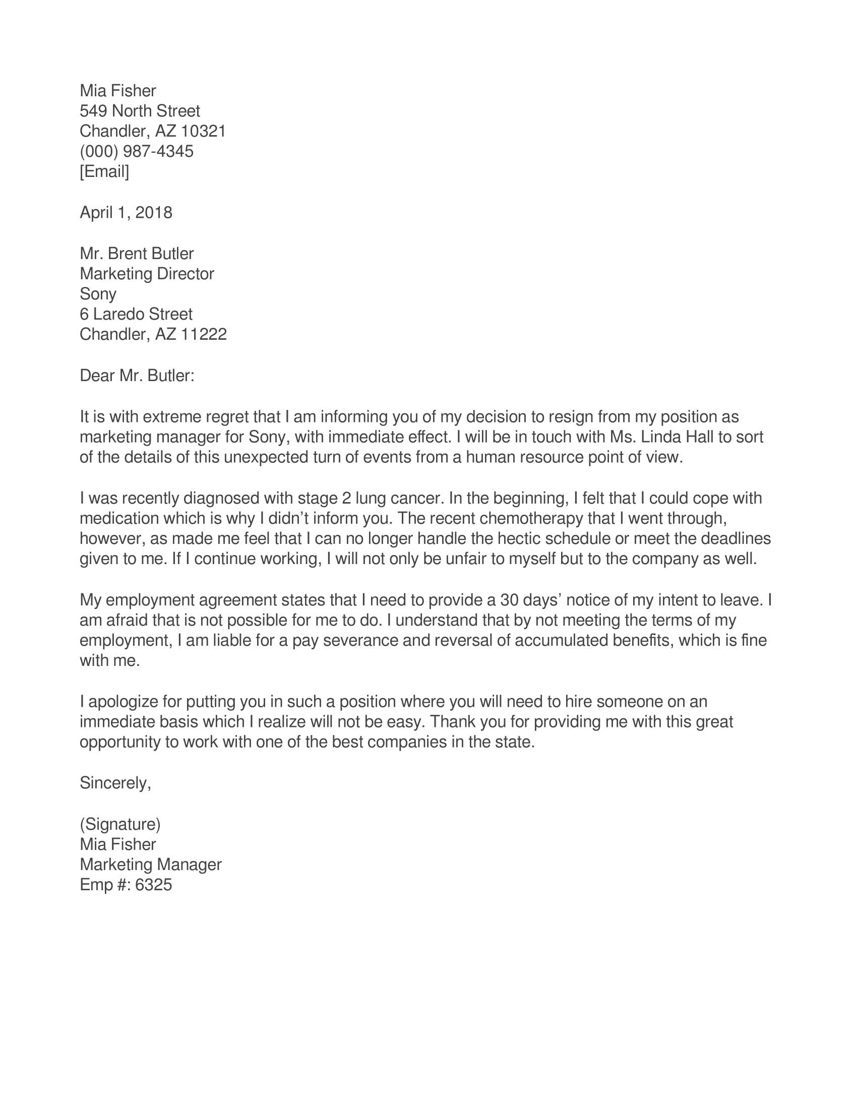 Resignation Letter For Health Reasons Database Letter Template Collection