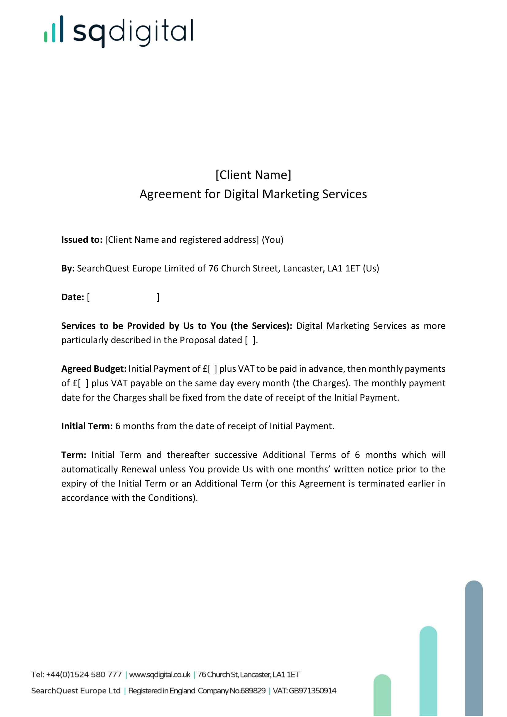 Digital Marketing Agreement Template Digital Marketing Agreement Template