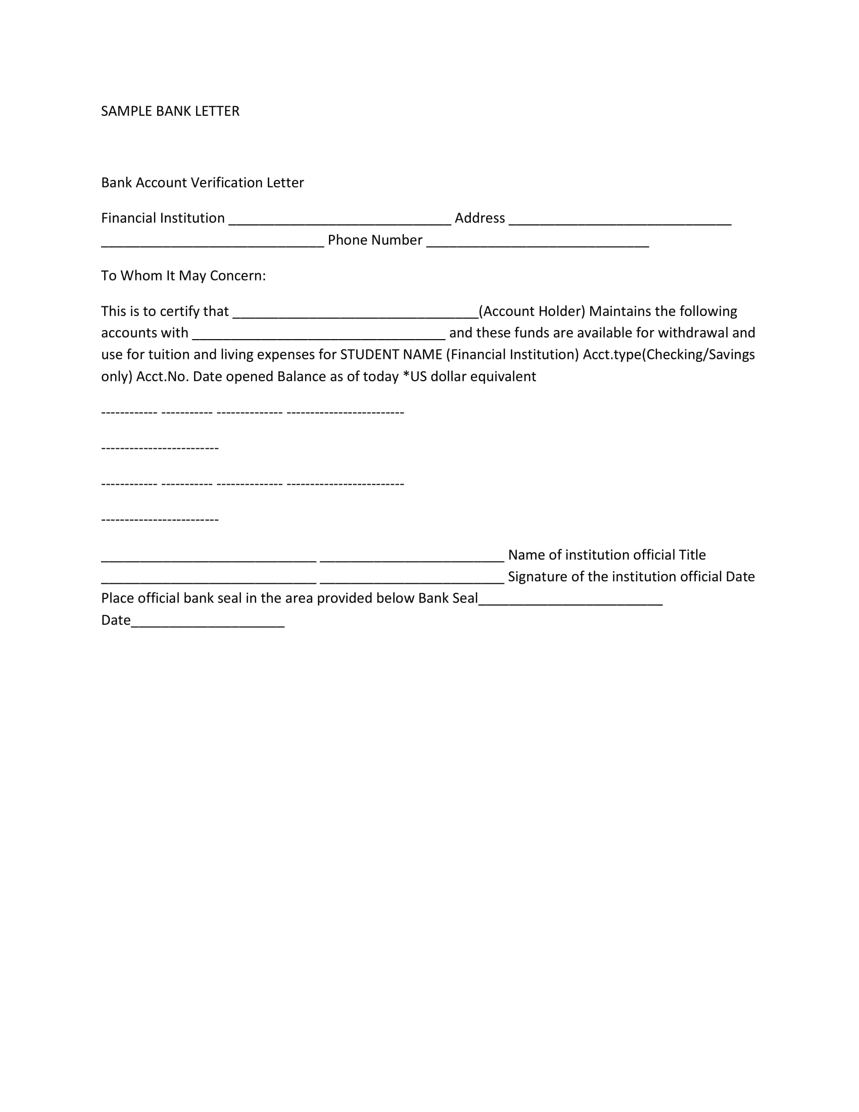 Bank Confirmation Letter Sample For Your Needs Letter Template Collection