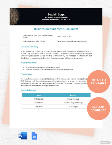 Business Requirements Document - 39+ Examples, Format, Pdf