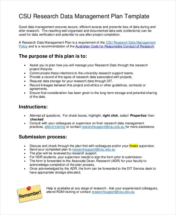 Data Management Plan 15 Examples Format Pdf Examples