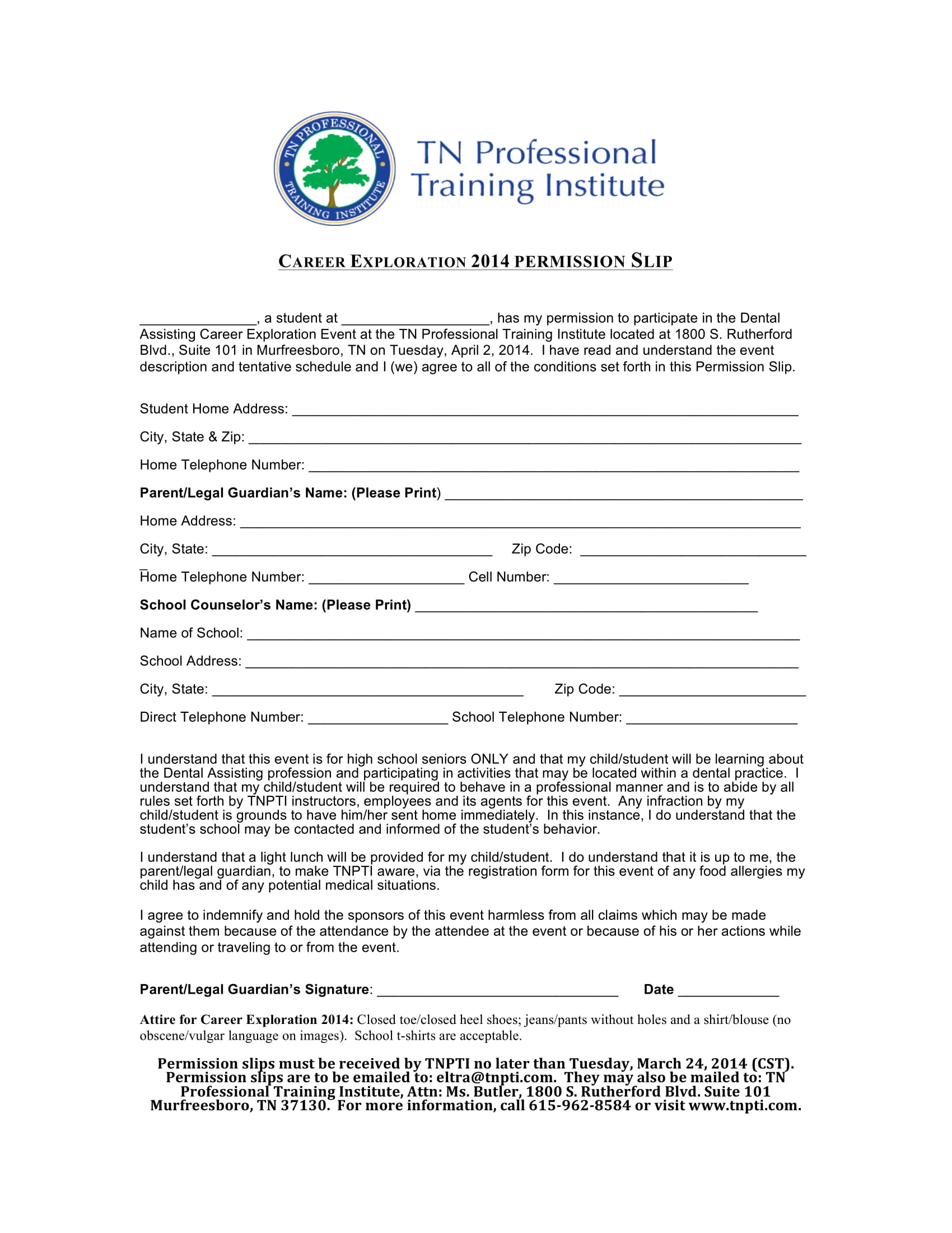 12 Permission Slip Templates And Examples PDF Examples