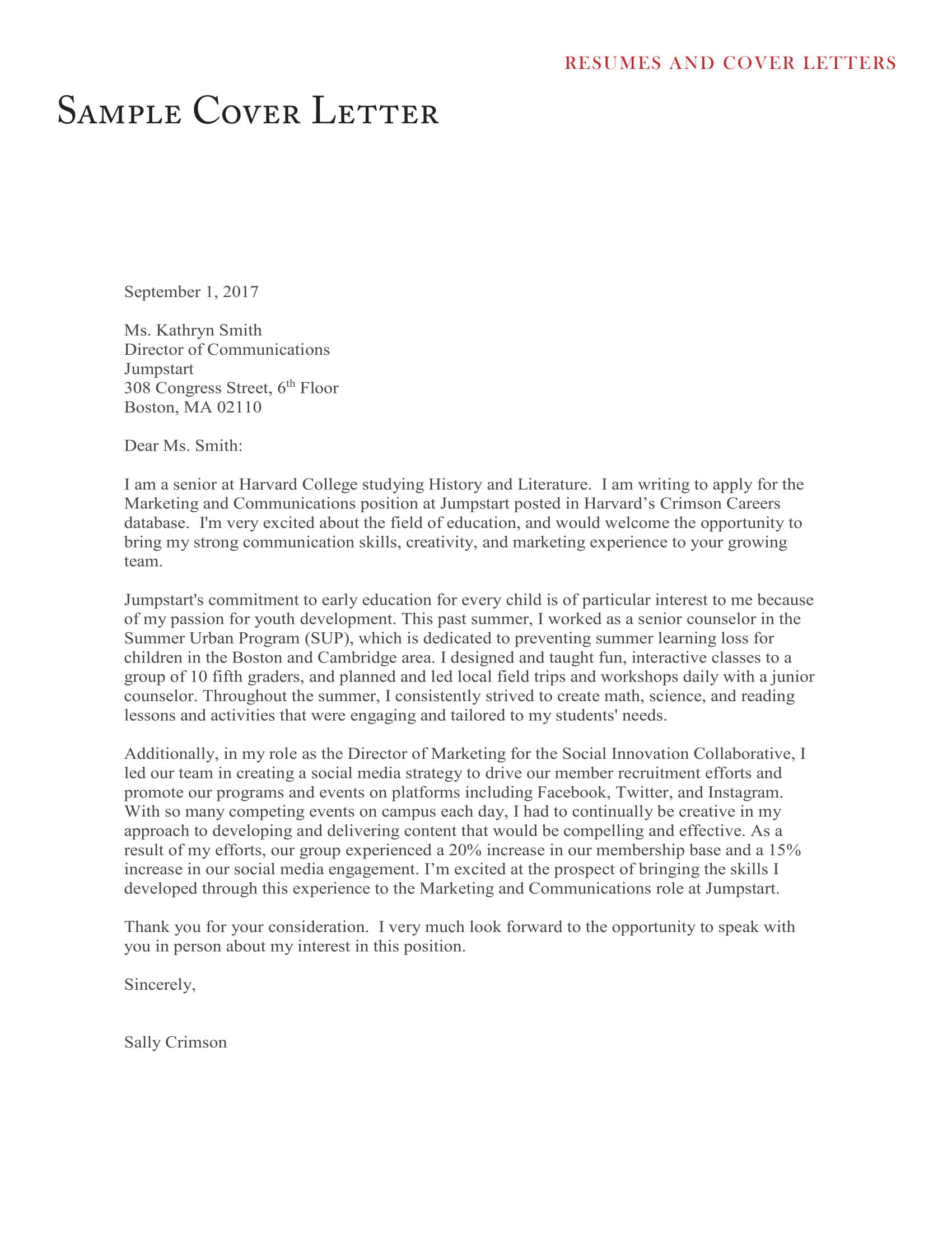 Exemplo De Cover Letter EDUCA