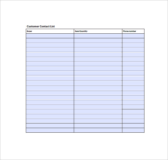 Contact List - 10+ Examples, Format, Pdf | Examples